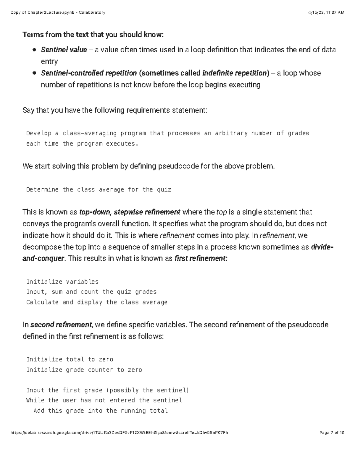 Cosc Notes 2023 - Terms from the text that you should know: Sentinel ...