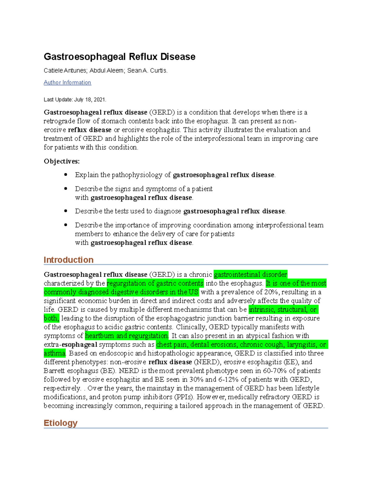 Gastroesophageal case study - Gastroesophageal Reflux Disease Catiele ...