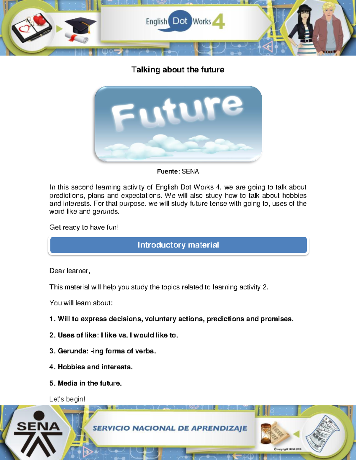 Curso 4taller 2Material Talking about the future - Talking about the ...