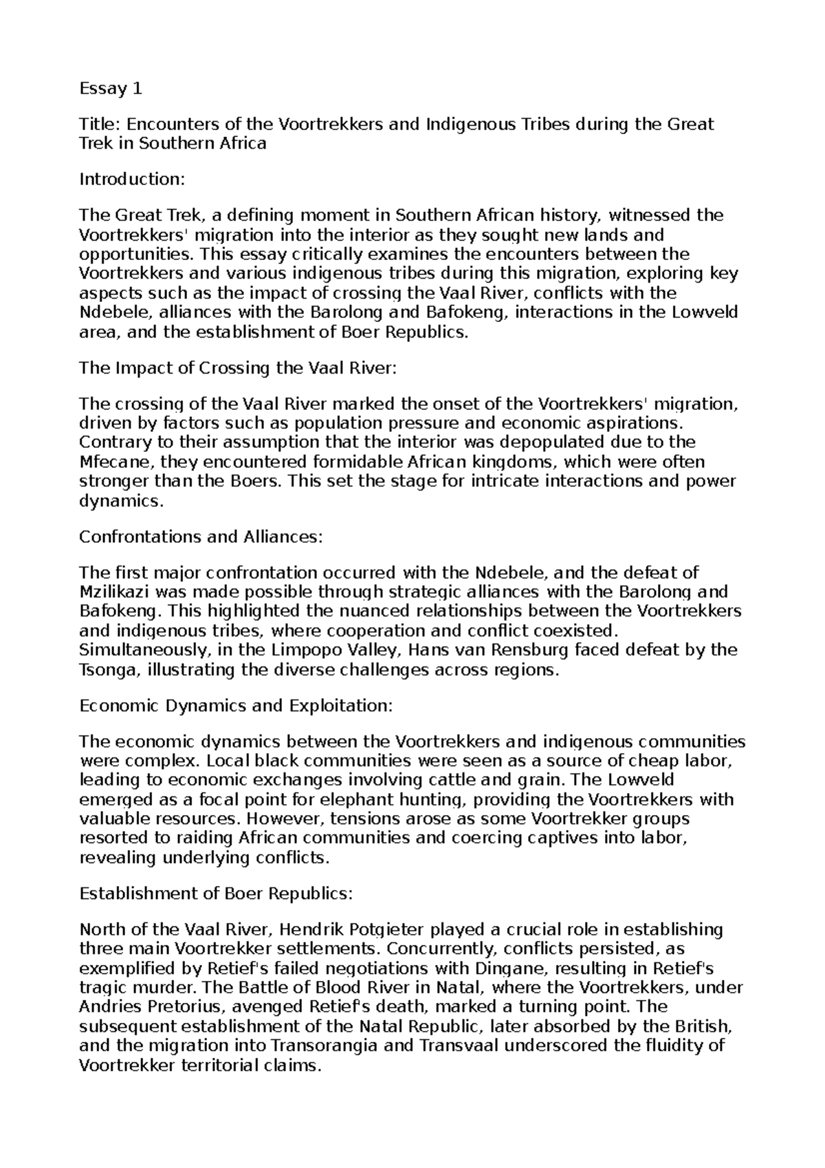 Esssays term 4 word - The Great Trek Essay Term 4 - Essay 1 Title ...