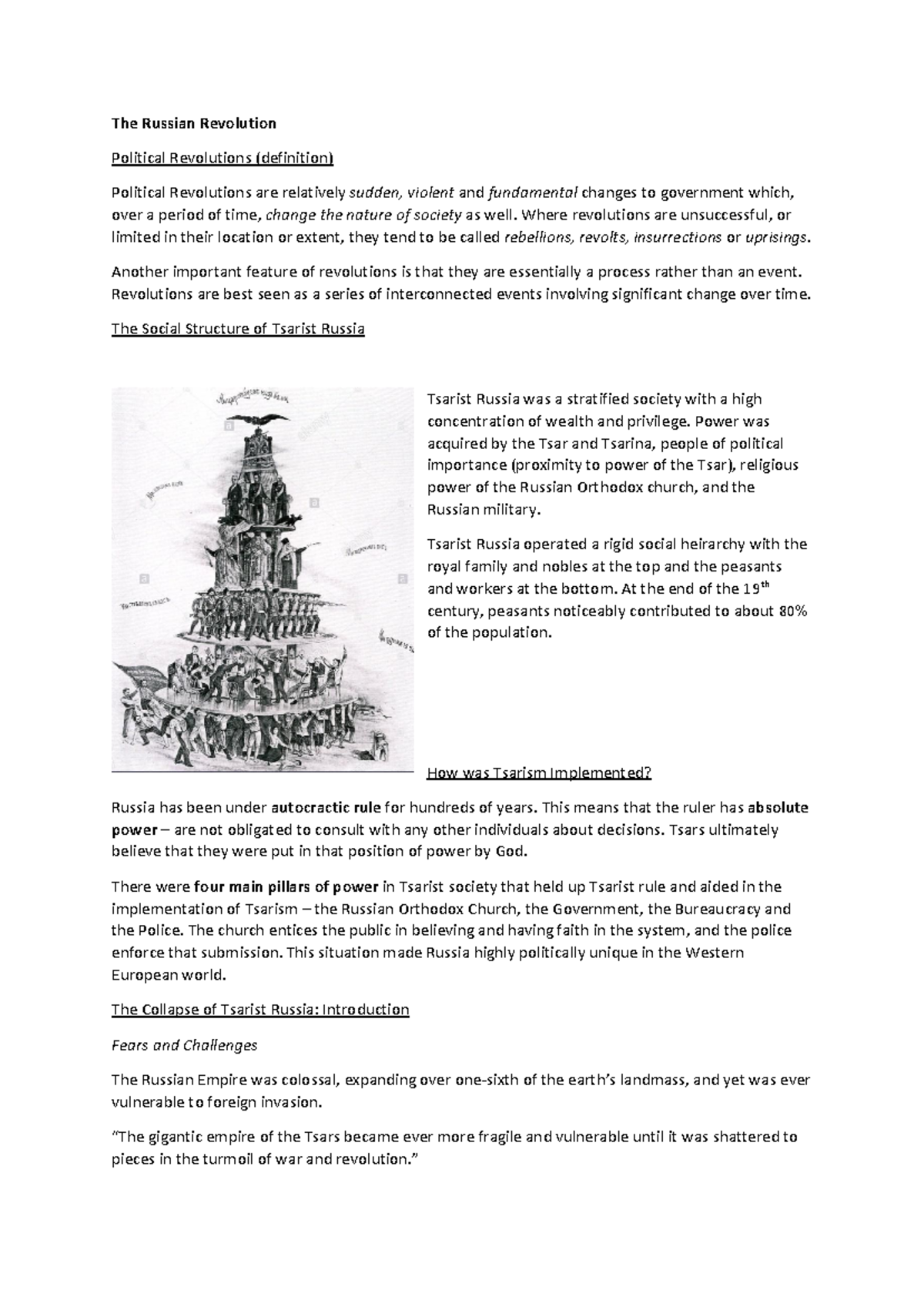 Extensive Detailed Notes on Russia, Tsar Nicholas, Romanovs, Russian ...