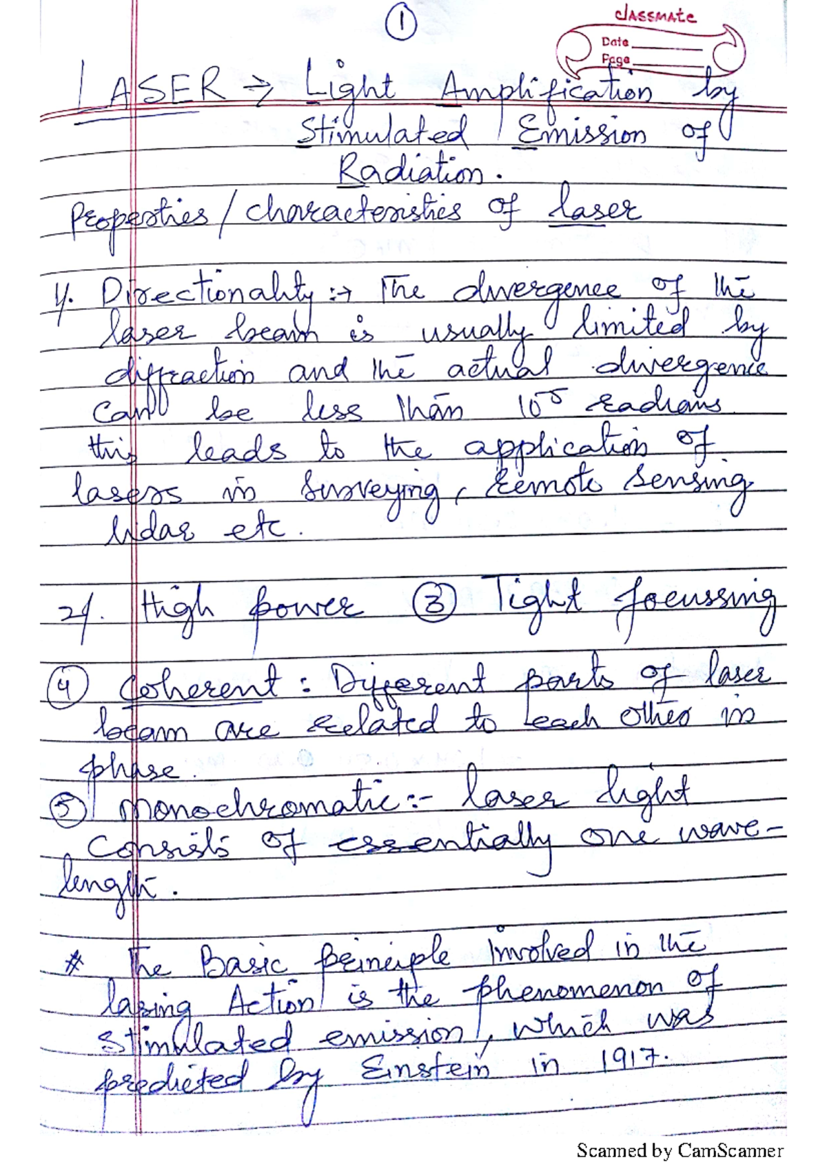 Laser unit of physics - Physics - Studocu