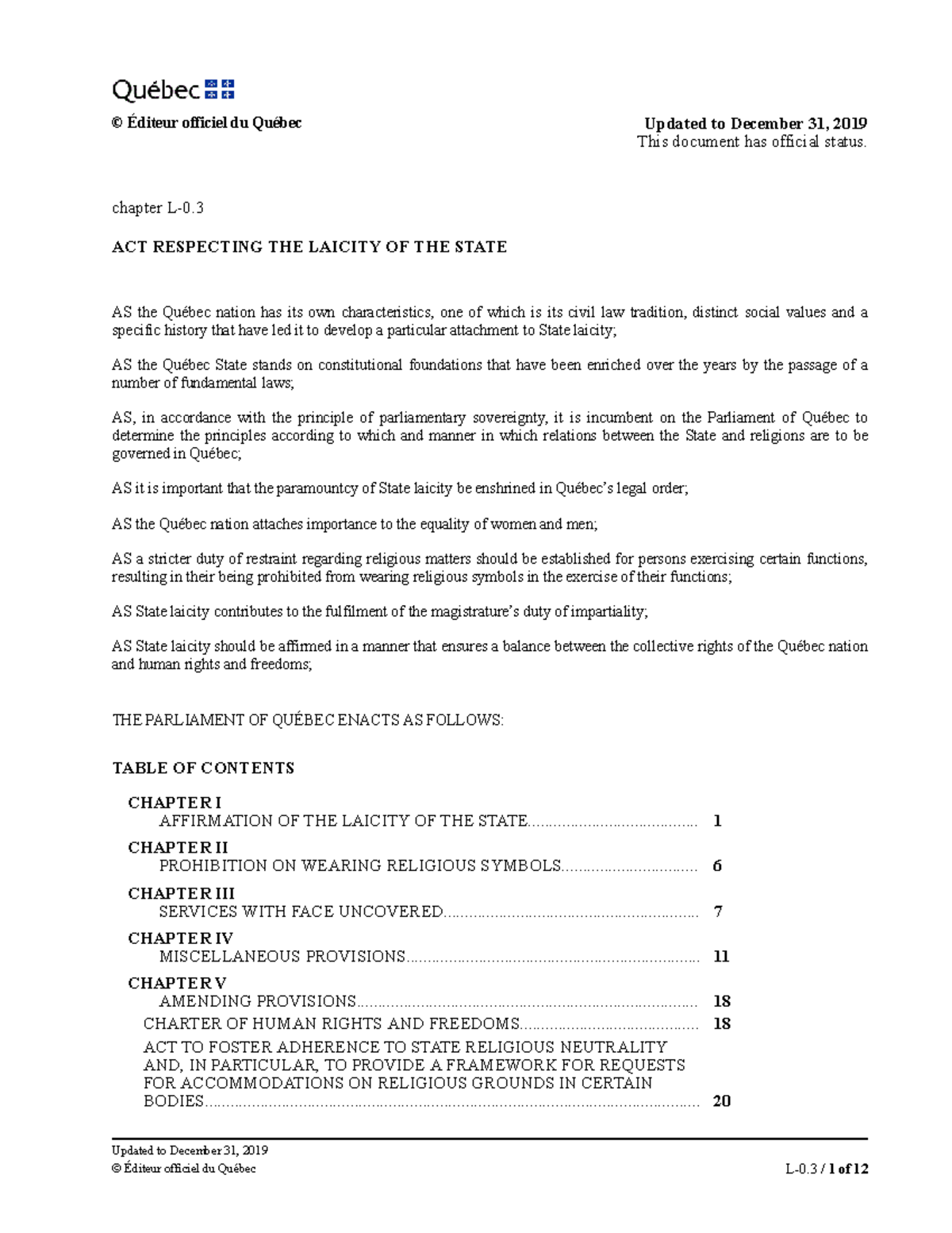 L-0 - Summary Introductory to biology I - chapter L-0. ACT RESPECTING ...