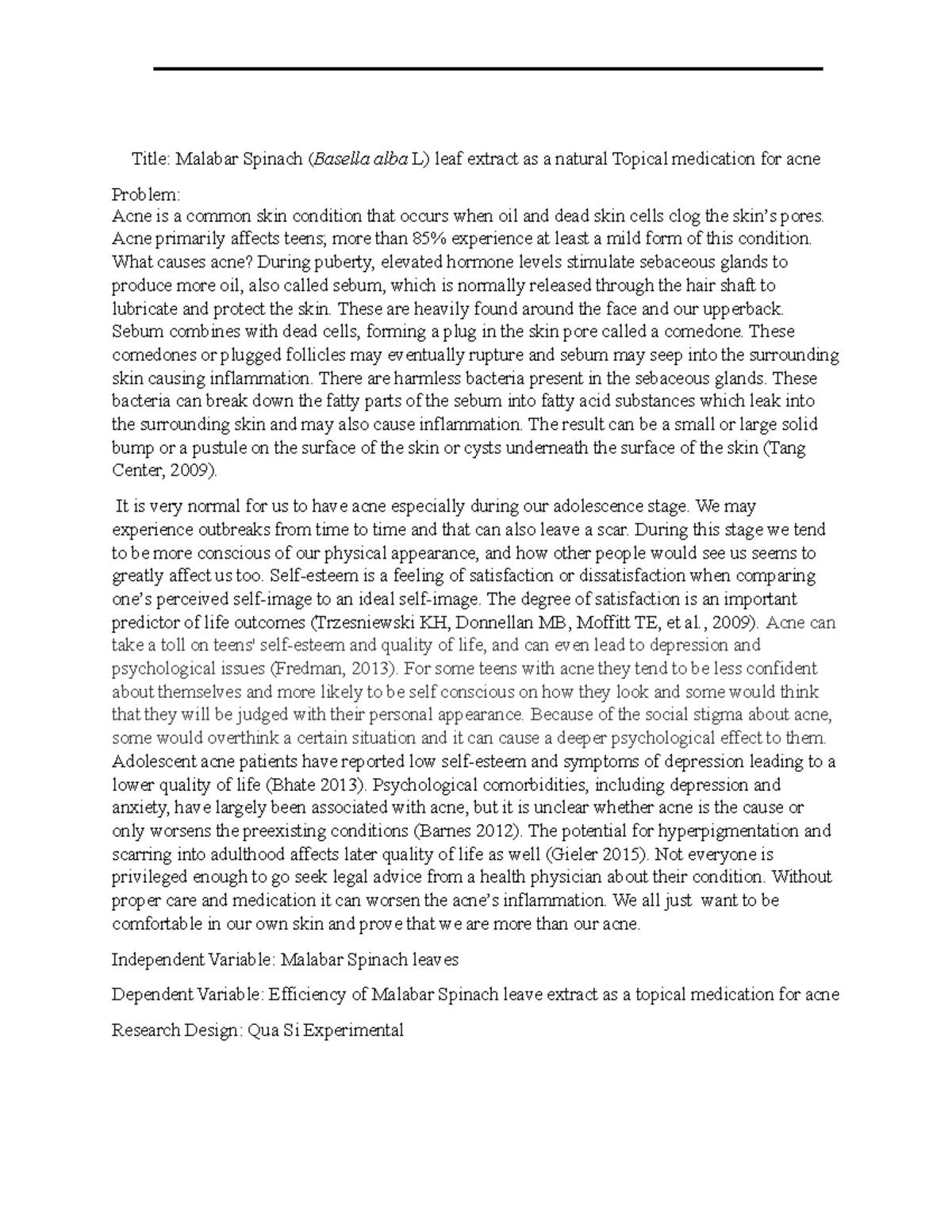 example of thesis proposal for experimental research - Nursing - Studocu