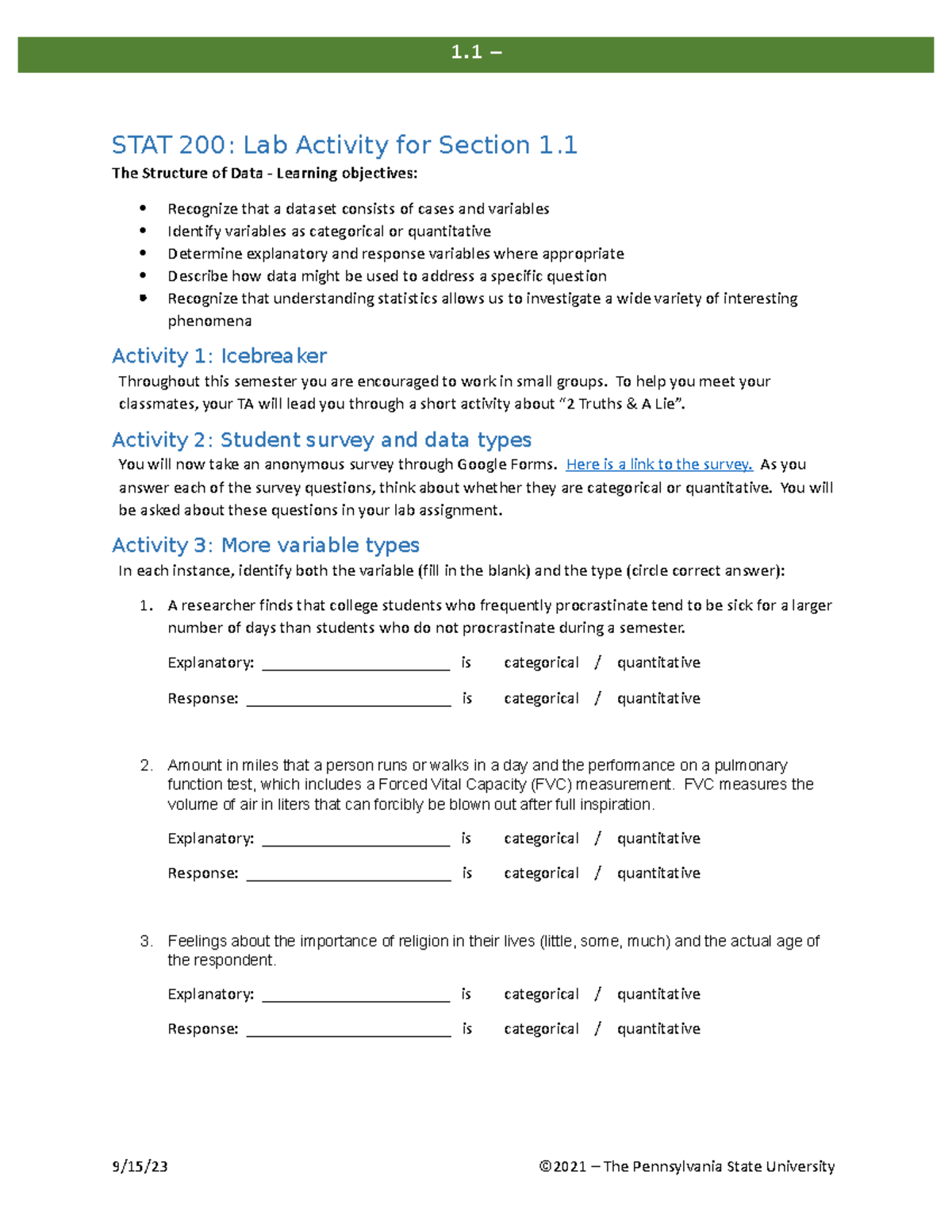 Section 01.1 shared lab - STAT 200: Lab Activity for Section 1. The Structure of Data - Learning ...