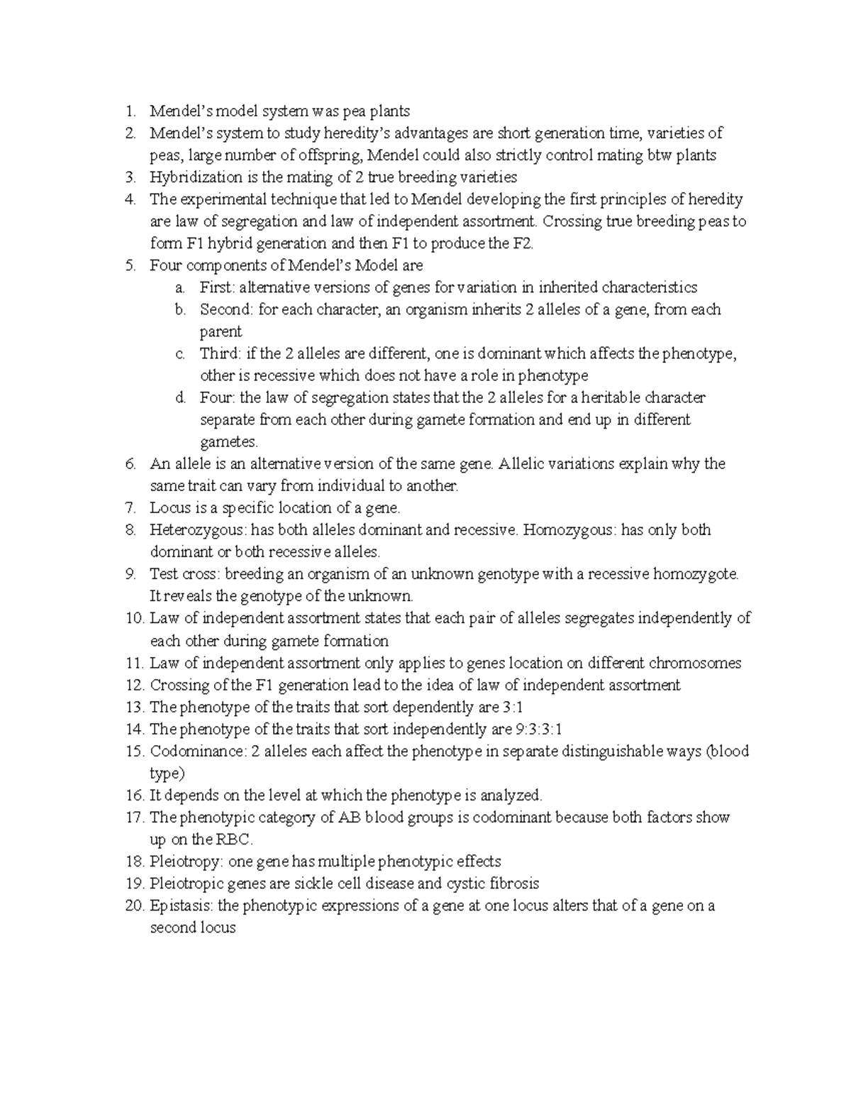 Bio Final Study Guides - The text contains information about genetics ...