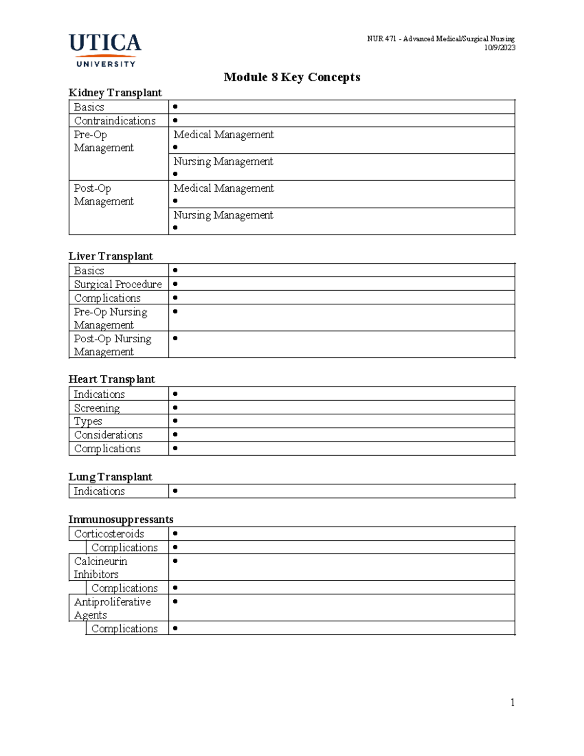 Module 8 Key Concepts - NUR 471 - Advanced Medical/Surgical Nursing 10 ...