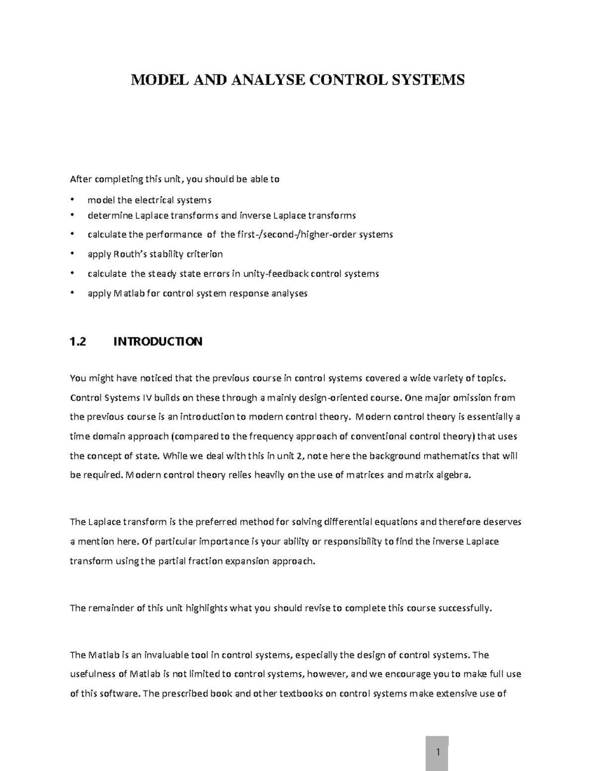 Model AND Analyse Control Systems - Warning: TT: undefined function: 32 ...