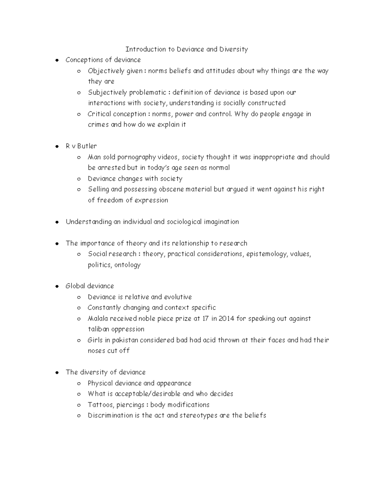 Crim 104 lect 1 - notes - Introduction to Deviance and Diversity ...