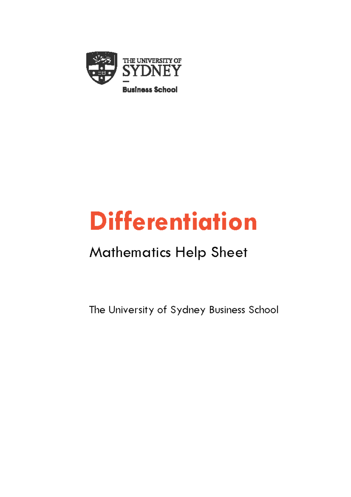 Differentiation - Diff review - Differentiation Mathematics Help Sheet ...