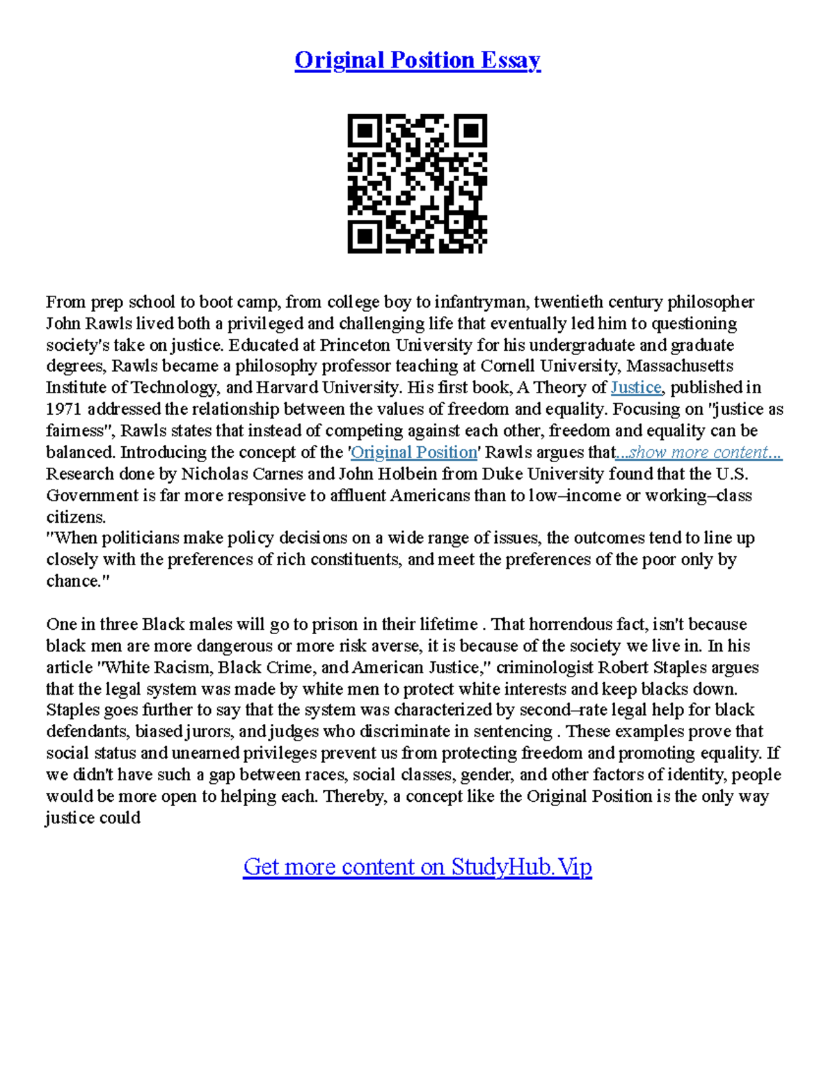 Original Essays - Original Position Essay From prep school to boot camp ...