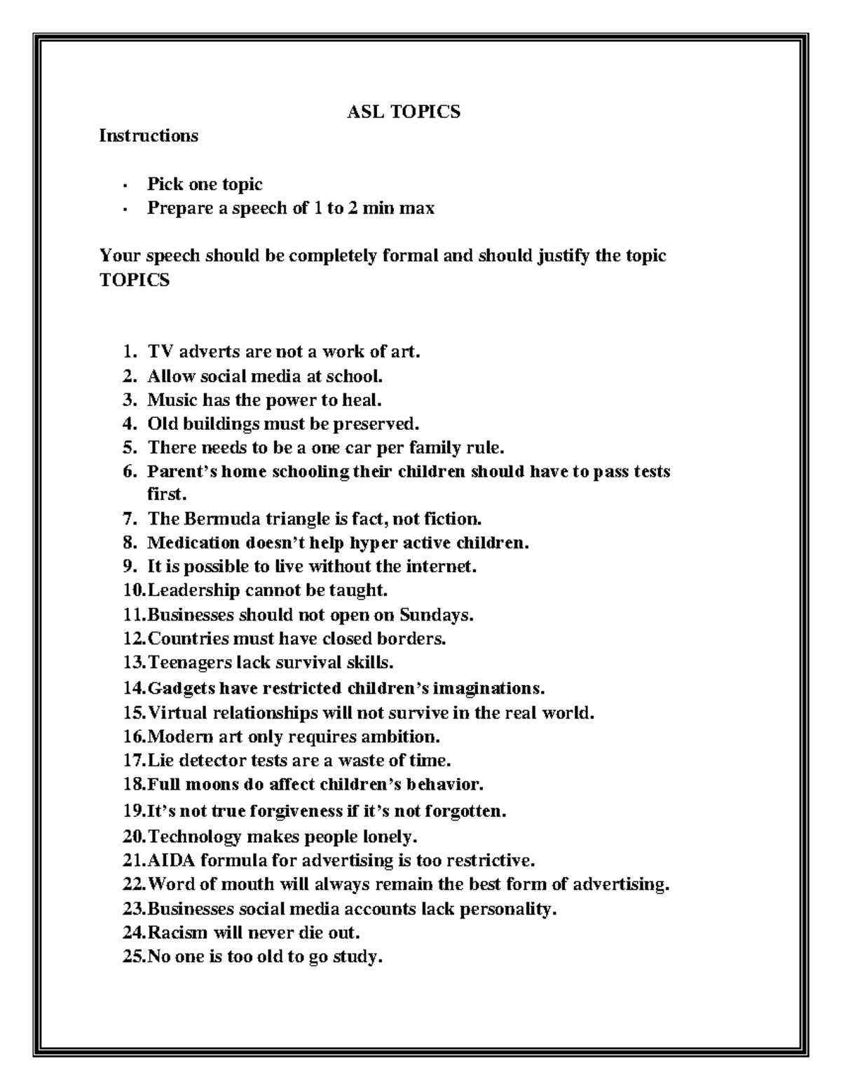 Document Helpful Sample Paper ASL TOPICS Instructions Pick One