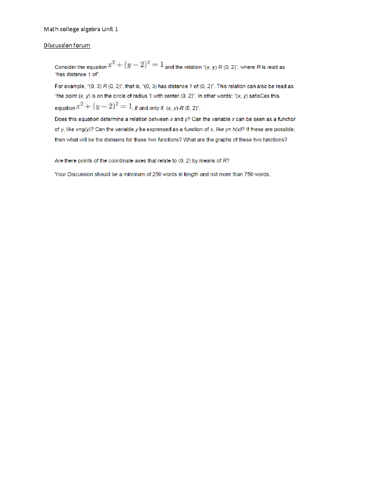 College algebra assignments for all the course - MATH 1201 - UoPeople ...