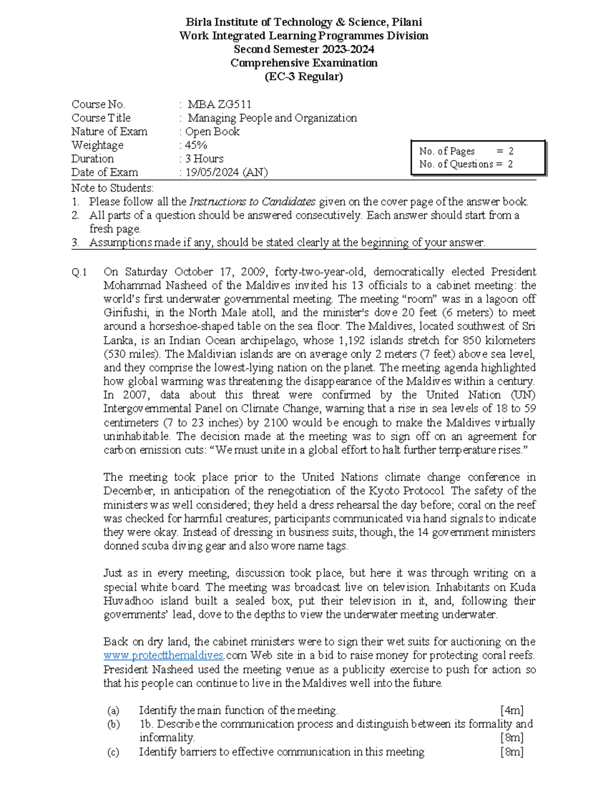 MBA ZG511 EC-3R Second SEM 2023-2024 - Birla Institute of Technology ...