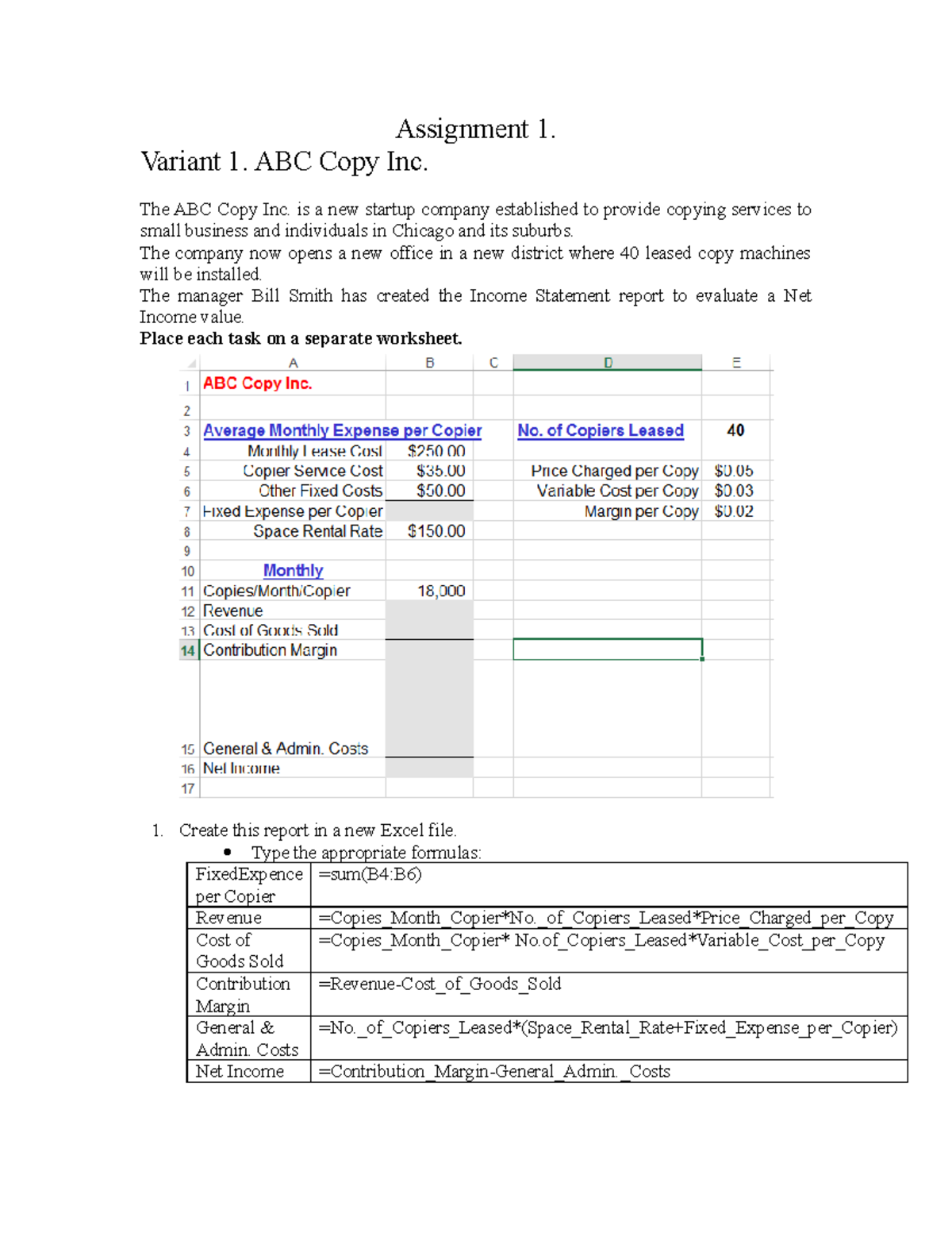 Assignment 1F2021 - 1111111 - Assignment 1. Variant 1. ABC Copy Inc ...