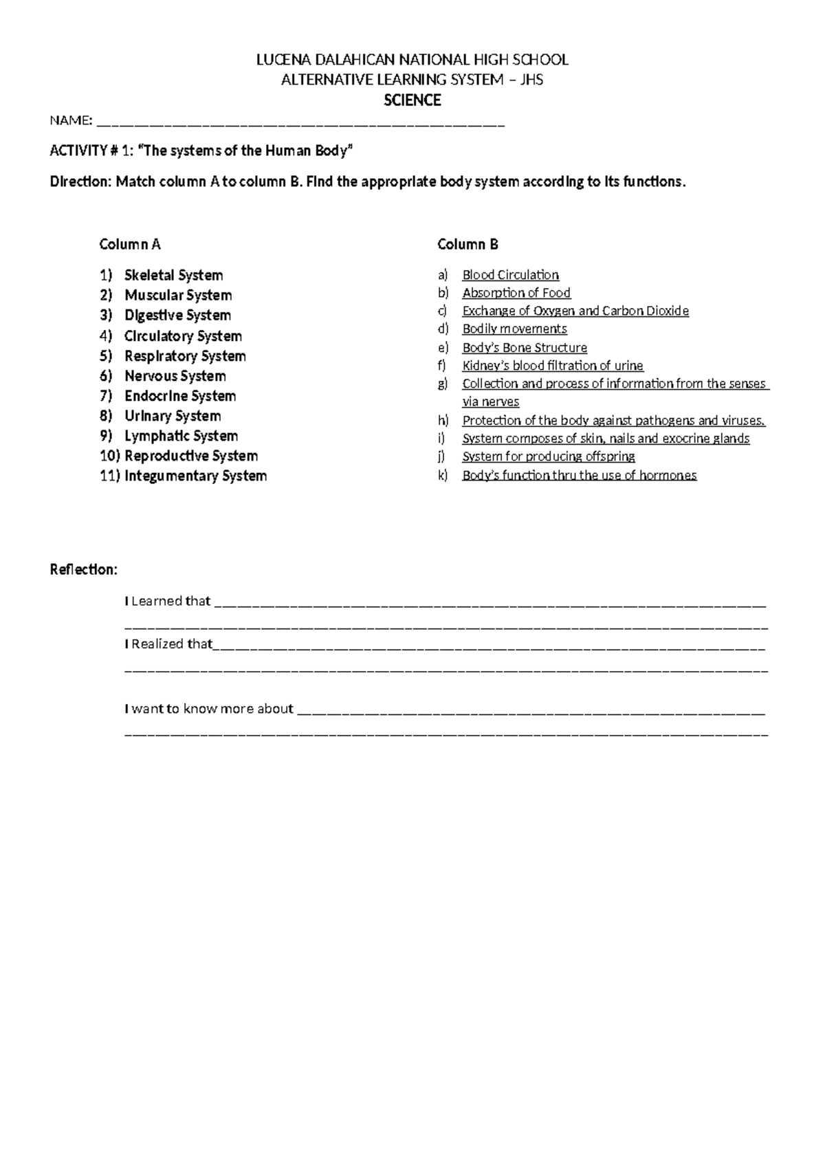 ALS Activities science - ALTERNATIVE LEARNING SYSTEM – JHS SCIENCE NAME ...