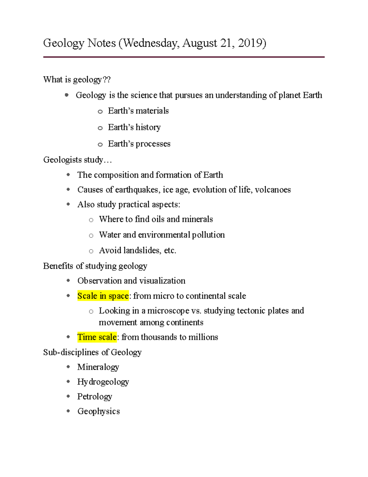 Geology Notes August 21, 2019 - Geology Notes (Wednesday, August 21 ...