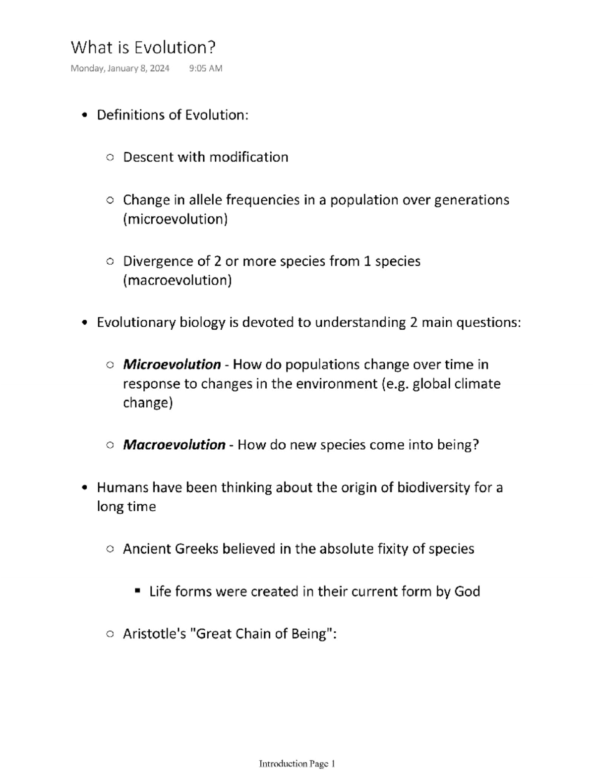 Mechanisms of Evolution Notes - GENE 3000 - Studocu