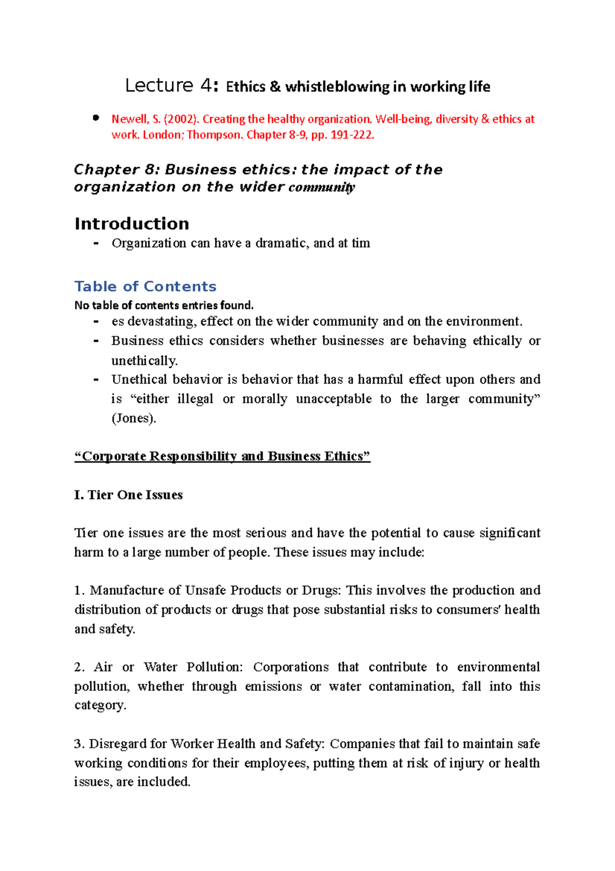 Lecture 4: Ethics & whistleblowing in working life - Lecture 4: Ethics ...