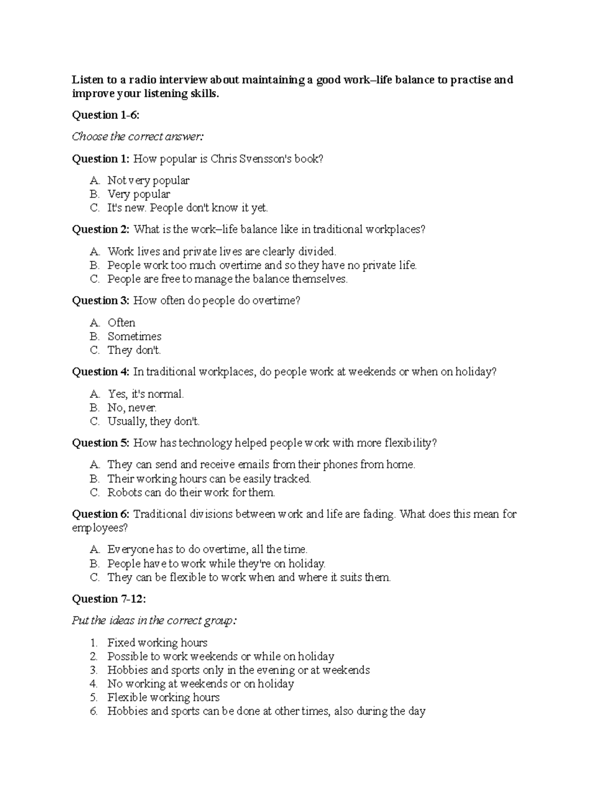 Additional-listening-practice - Listen to a radio interview about ...