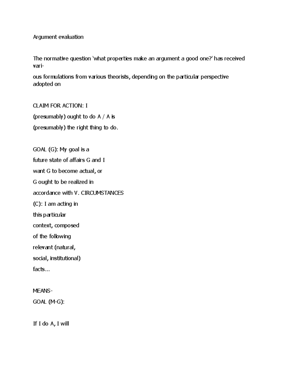 POLITICAL SCIENCE - Argument evaluation The normative question ‘what ...