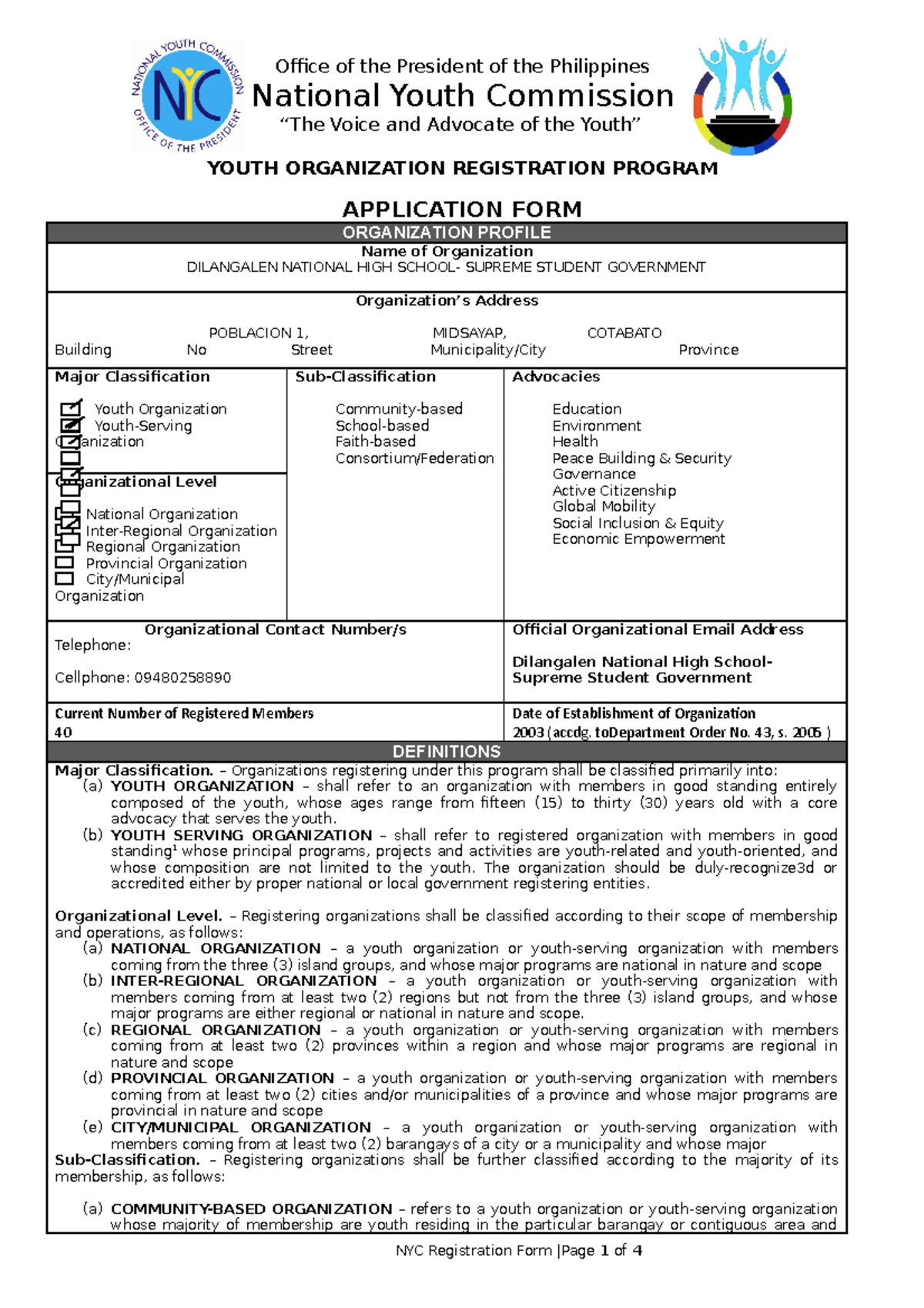 Registration FORM - NYC - Office of the President of the Philippines ...
