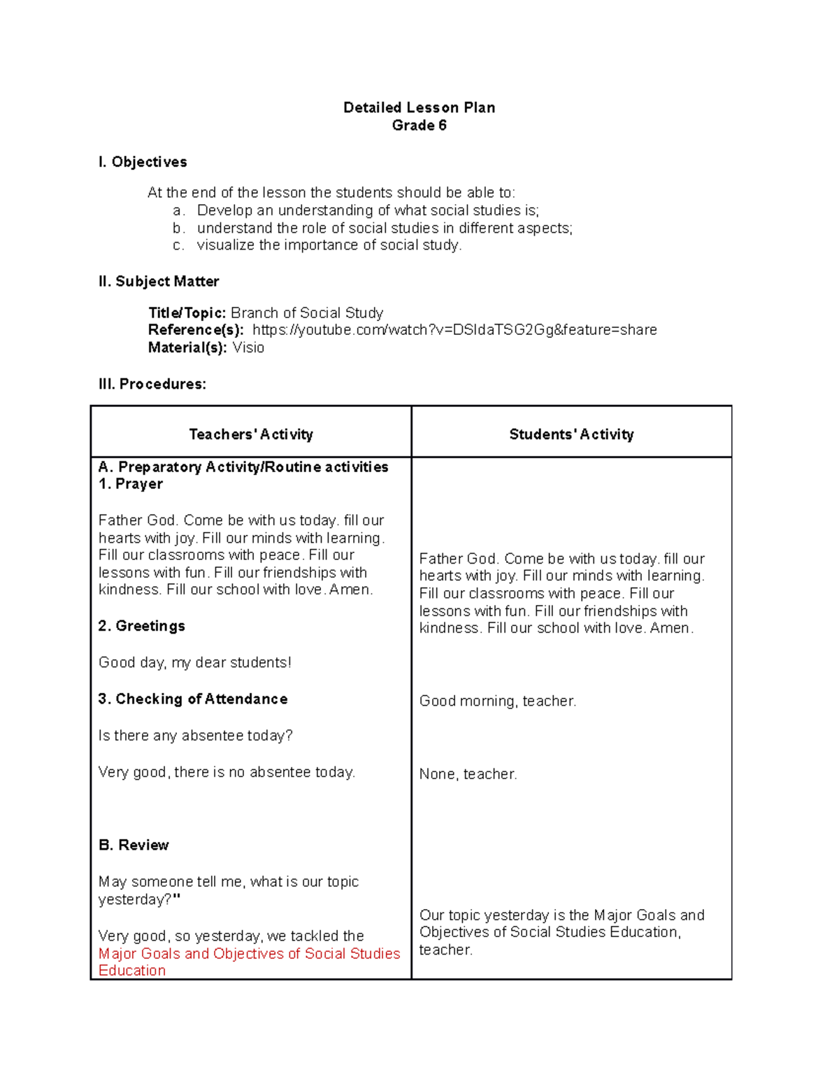 Lesson plan Ed Tech - Edtech - Detailed Lesson Plan Grade 6 I ...