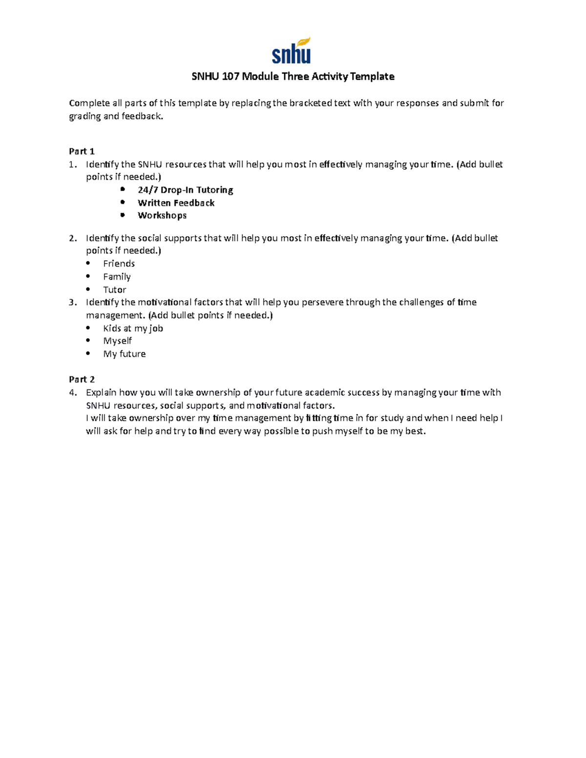 SNHU 107 Module Three Activity Template - SNHU 107 Module Three ...