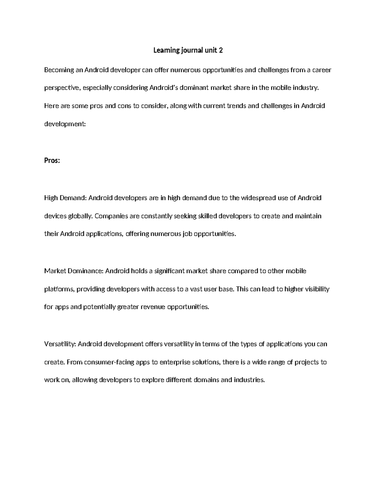 Mobile application Learning Journal unit 2 - Learning journal unit 2 ...