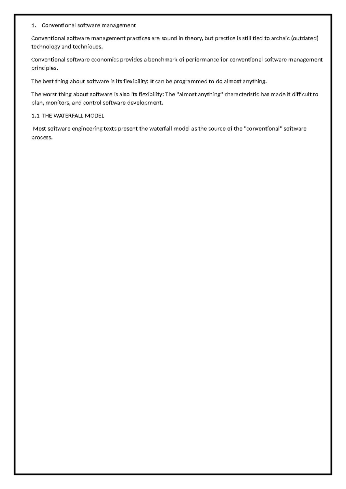 Spm1 - soft ware project management material for 5 units - Conventional ...