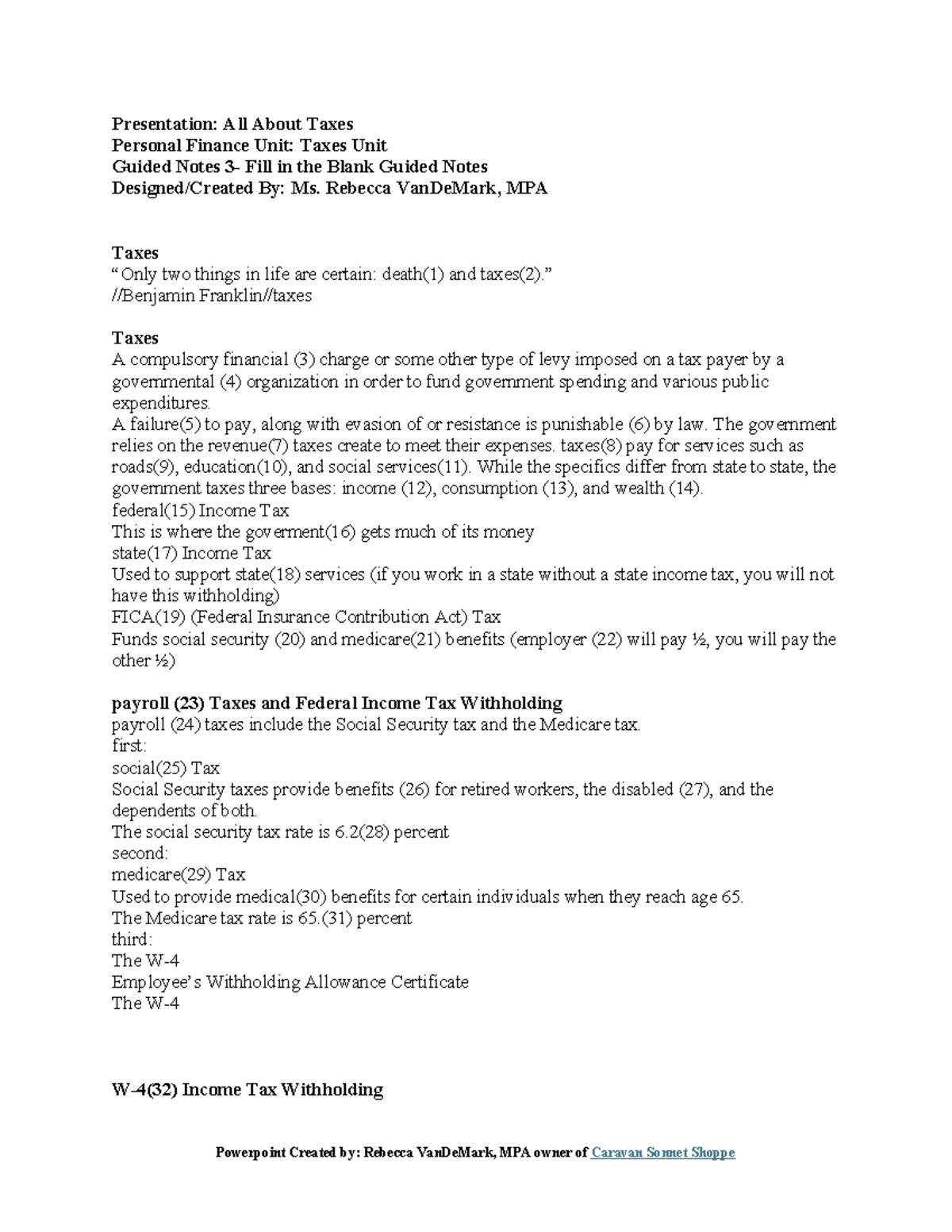 Alexis N - All About Taxes Guided Notes 3- Fill in the Blank ...