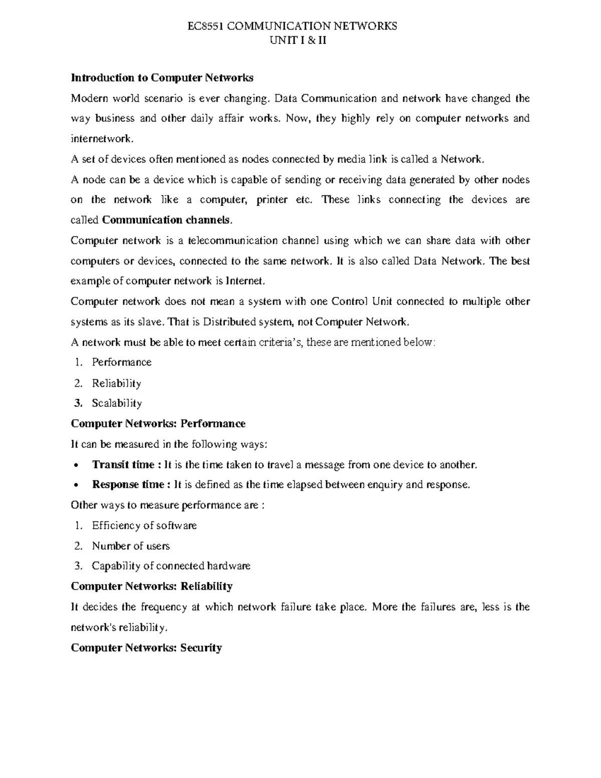 Communication networks notes - Introduction to Computer Networks Modern ...