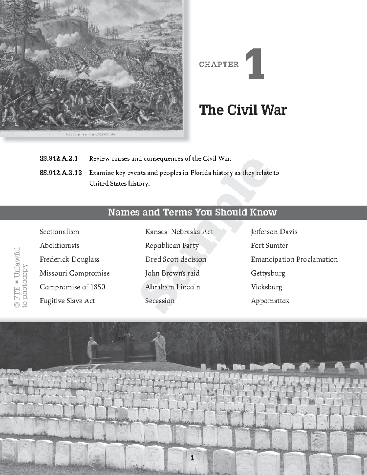 Gateway to U.S. History- Chapter 1 -The Civil War - CHAPTER 1 The Civil ...