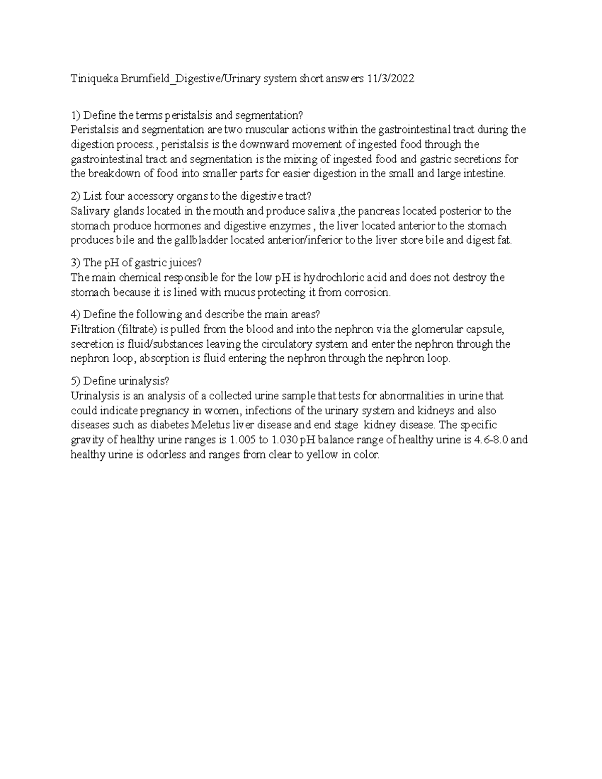 Digestive and urinary system - Tiniqueka Brumfield_Digestive/Urinary ...
