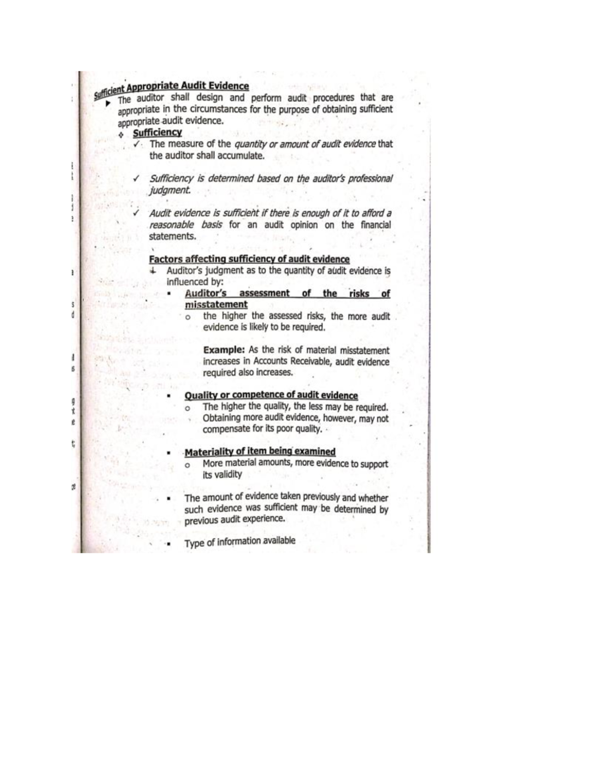 Doc101 - lecture - Sufficient Appropriate Audit Evidence The auditor ...