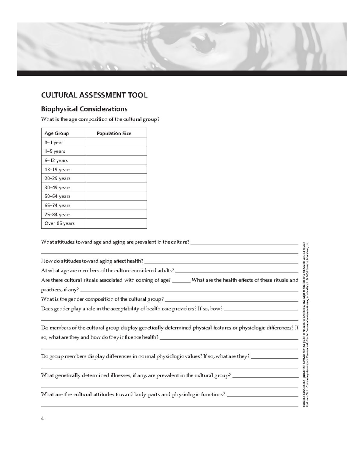 Cultural Assessment Tool week 3 - Pearson Education Inc., grants the ...