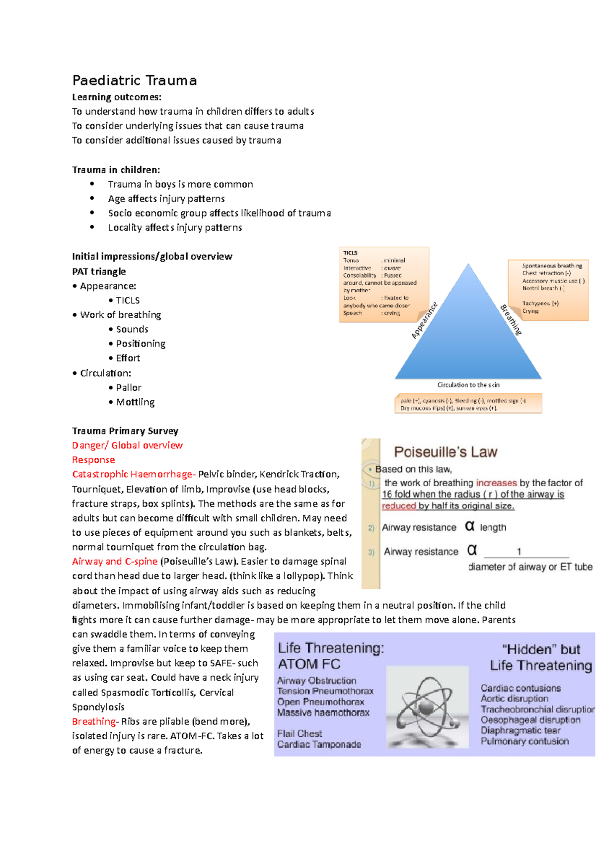 Paediatric Trauma - Paediatric Trauma Learning outcomes: To understand ...
