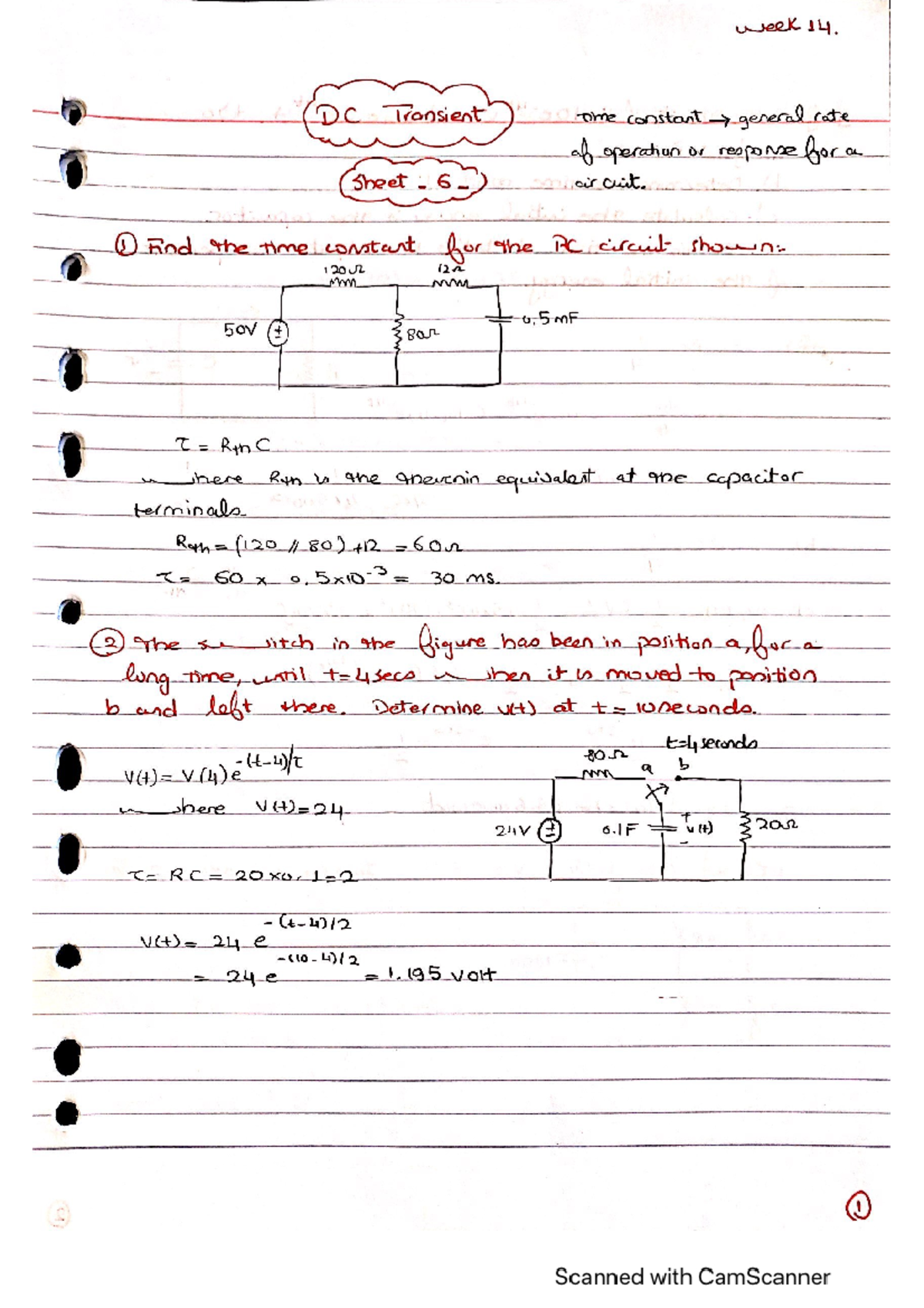 13- Sheet 6 - lession 10 - electric circuits - Studocu