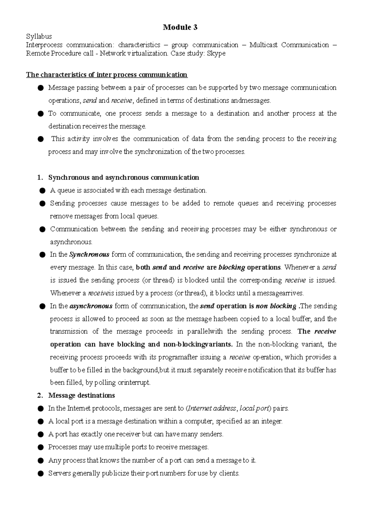 Module 3 DC - DC notes 2015 scheme - Module 3 Syllabus Interprocess ...