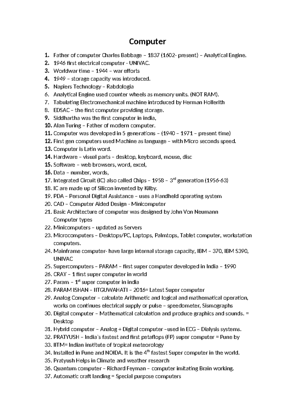 PDO Preparation - nothing - Computer 1. Father of computer Charles ...