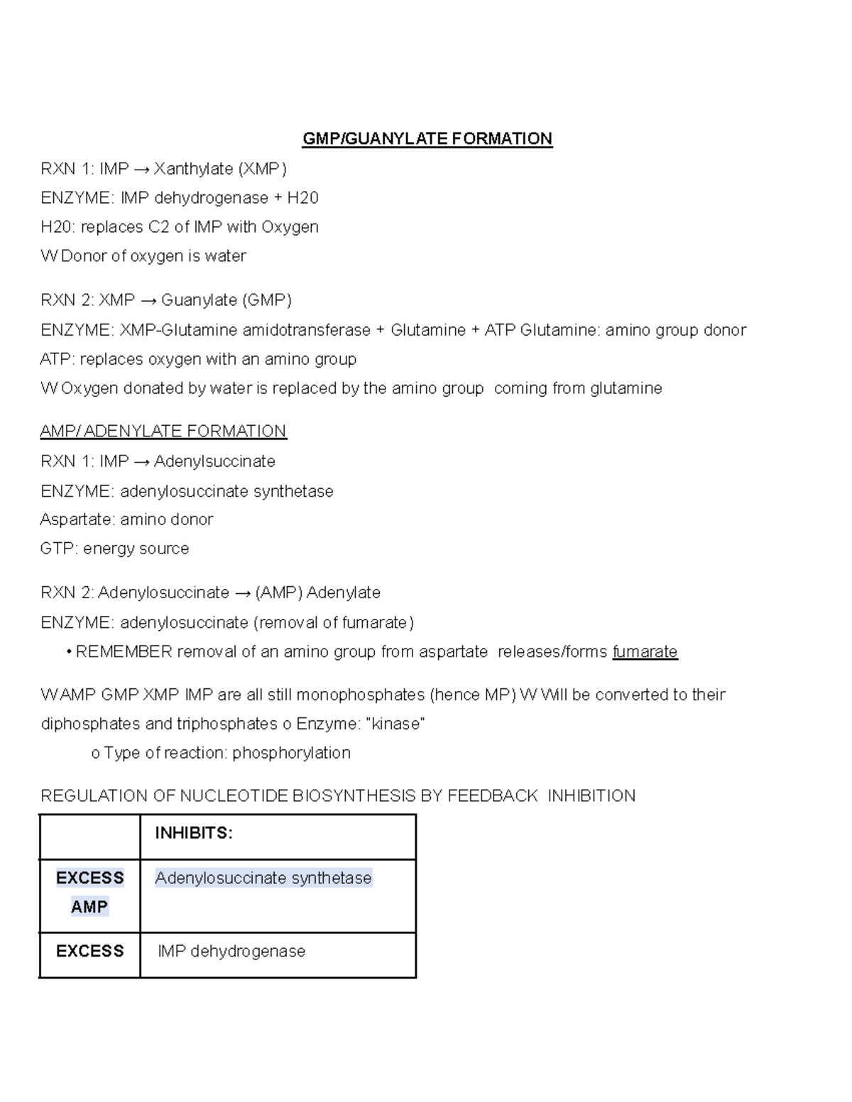 GMP Guanylate Formation - GMP/GUANYLATE FORMATION RXN 1: IMP → ...