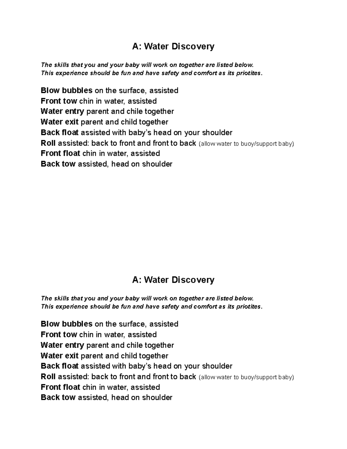 A Water Discovery - A: Water Discovery The skills that you and your ...