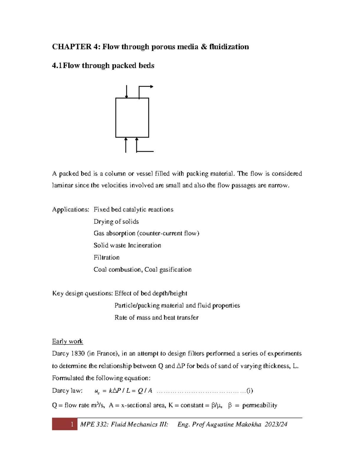 332chapter 4 Fluidization Chapter 4 Flow Through Porous Media And Fluidization 4 Flow Through