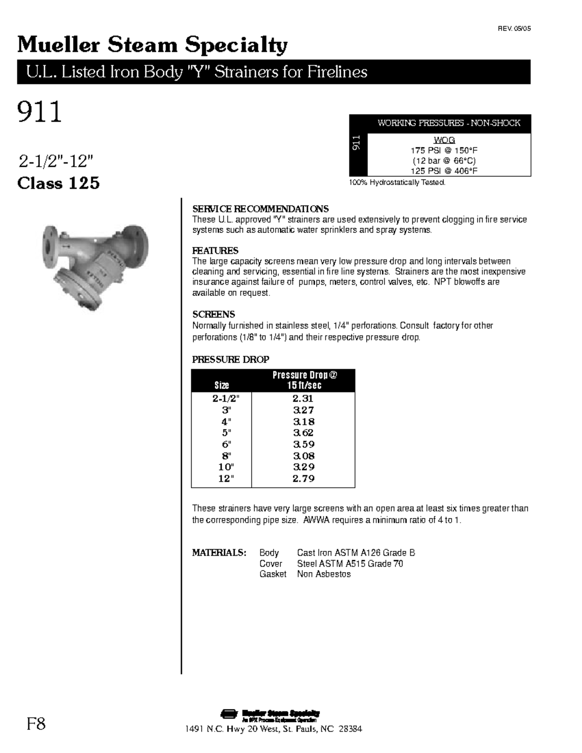 F8-9 Filtro TIPO Y Listado - F Mueller Steam Specialty REV. 05/ 1491 N ...