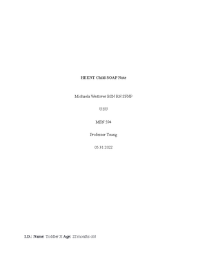 Cardiac SOAP note - SOAP note - Cardiovascular SOAP Note Michaela ...