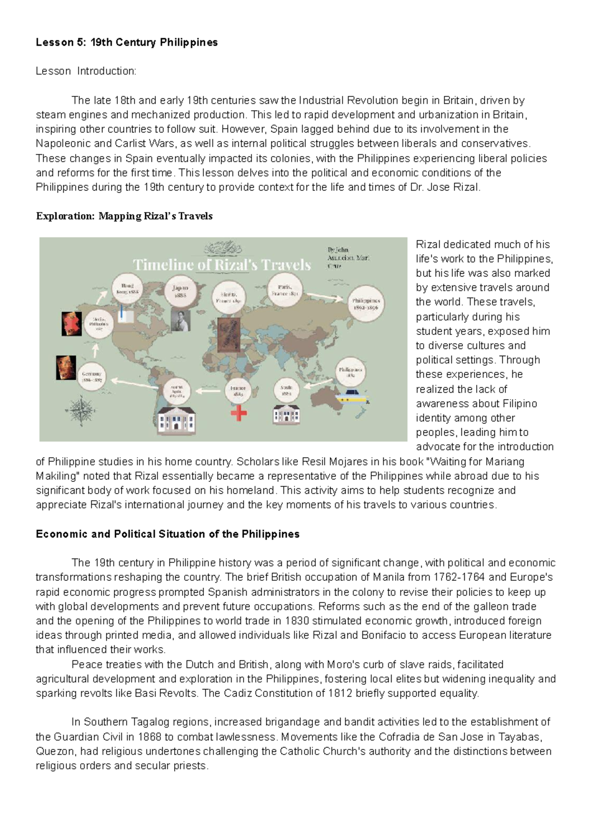 Lesson 4 & 5 - Summary The Life and Works of Jose Rizal - Lesson 5 ...