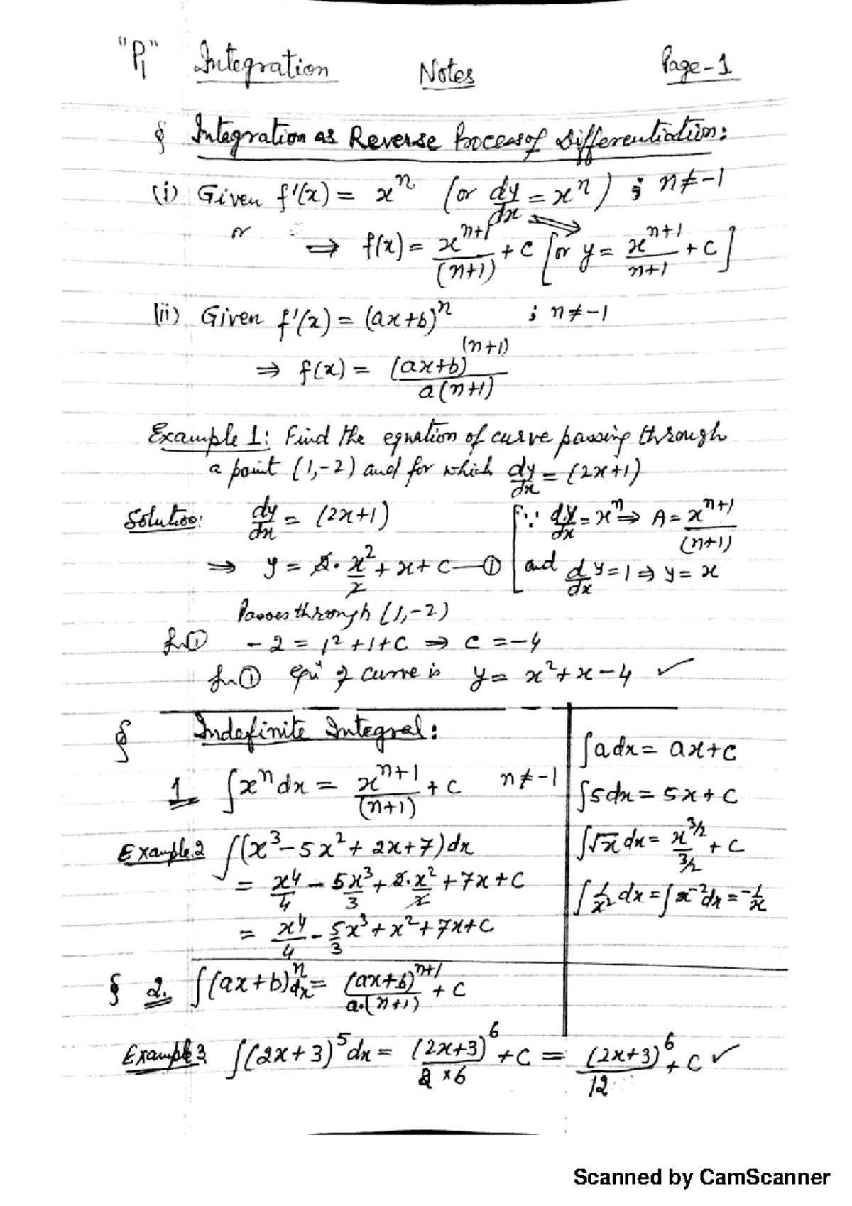 P1- Integration - Notes - Calculus 1 - Studocu