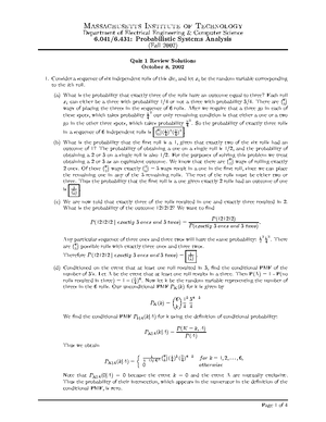 Probabilistic Systems Analysis Problem Set 1 - Studocu