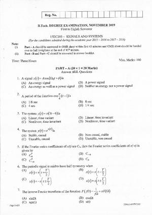 Signal and system 1 - Unit1 - Linear Systems and signal processing ...