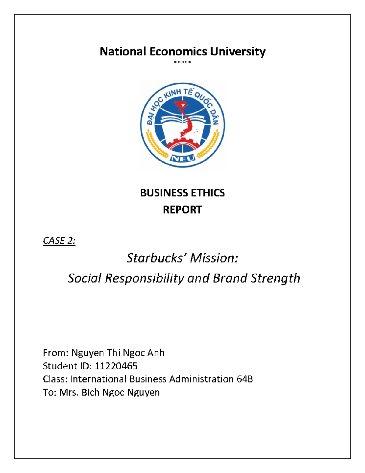 Case2- international economics - National Economics University BUSINESS ...